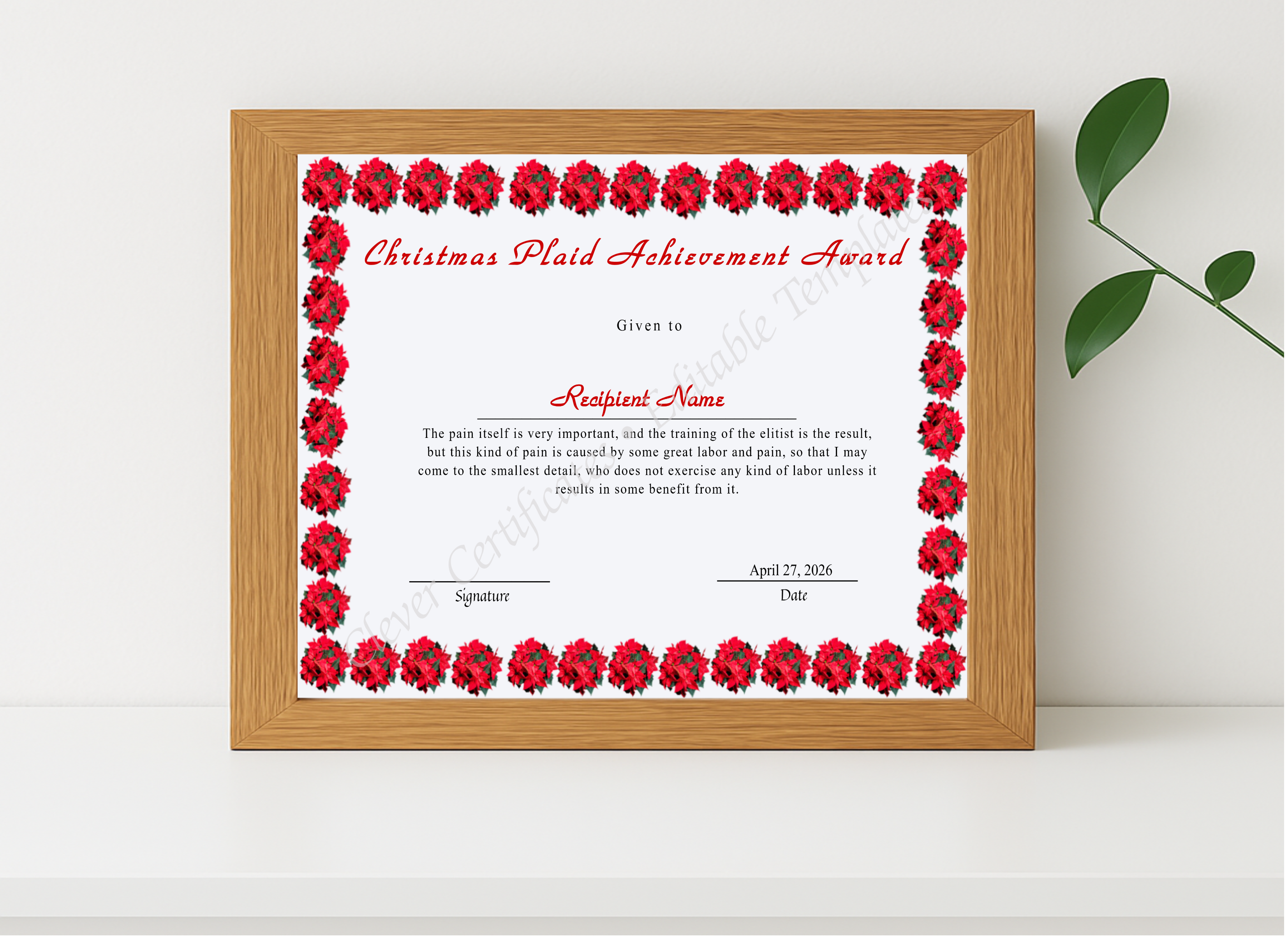 Editable Christmas Plaid Achievement Award | Customizable Holiday ...