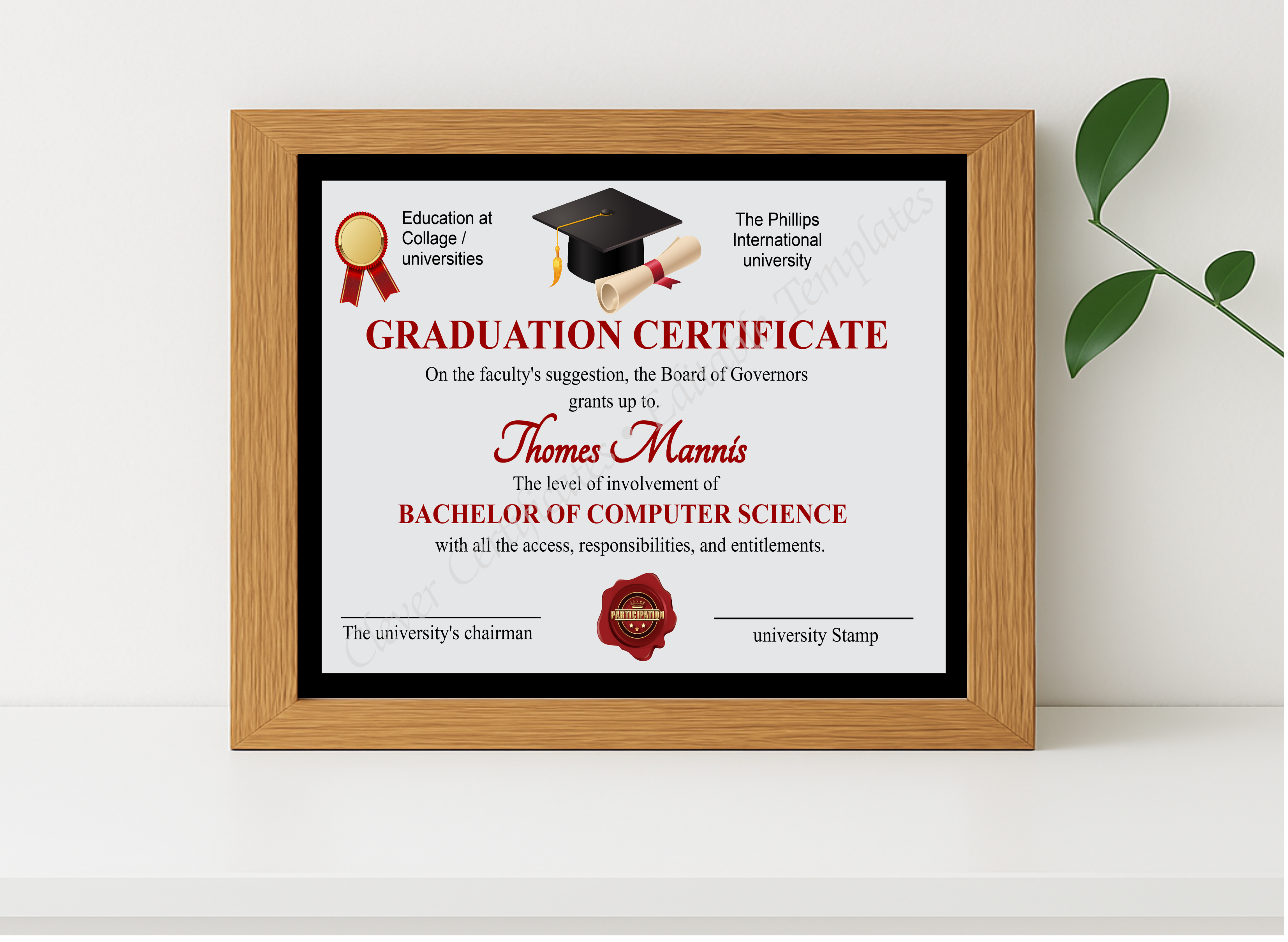 Editable Simple Graduation Certificate | Customizable Appreciation ...